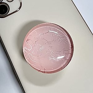 WUYULB Clear Glitter Pink Rose Gold Marble Design Expandible Collapsible Mobile Phone Grip Cell Phone Stand Holder for Smartphones Cellphone Accessory