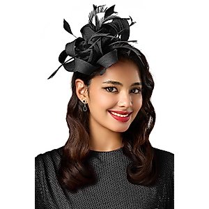BABEYOND Fascinator Hats for Women - Tea Party Hats Fascinators Kentucky Headband Derby Hat Wedding Feathers Ribbon Headwear