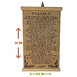Psalm 91 He That Dwelleth in the Secret Place Prayer Blessing Scroll Decor Ready to Hang 14 x 8.5 in. Bible Verse Scripture Canvas-Style Decor Wall Art, Comfort Gift Rustic Home