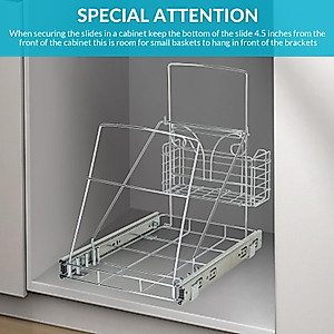 MUMUKE Pull Out Trash Can Under Cabinet Slider Shelf with Removable Front Basket for Kitchen Under Sink Trash Can Fit for Most 7-11 Gallon Garbage (Waste Bin Not Included)
