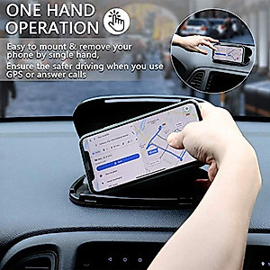 Car Phone Holder Mount, Dashboard Phone Holder for Car, Bosynoy Clamshell Cell Phone Holder Stand, Anti-Slip Silicone Pad Mat Vehicle GPS Mount Compatible with iPhone, Galaxy and All Smartphones-Black