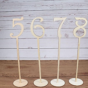 Amosfun Wooden Table Numbers 1-10 Wedding Table Numbers with Holder Base Suitable for Wedding, Party, Events or Catering Decoration