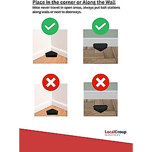 Mouse Bait Station with Keys - Child and Pet Safe Tamper Resistant Corner Unit Mini Rodent Trap Bait Stations - Heavy Duty and Reusable for Home, Indoor Outdoor Use (6 Pack, 2 Keys - Black)