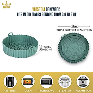 2-Pack Air Fryer Silicone Liners - Premium 8 Inch Air Fryer Liner - Reusable Air Fryer Liners - Food Grade Airfryer Liners Oven Accessories - Air Fryer Basket Oven Liners Fits 3.6 to 6 QT Air Fryer