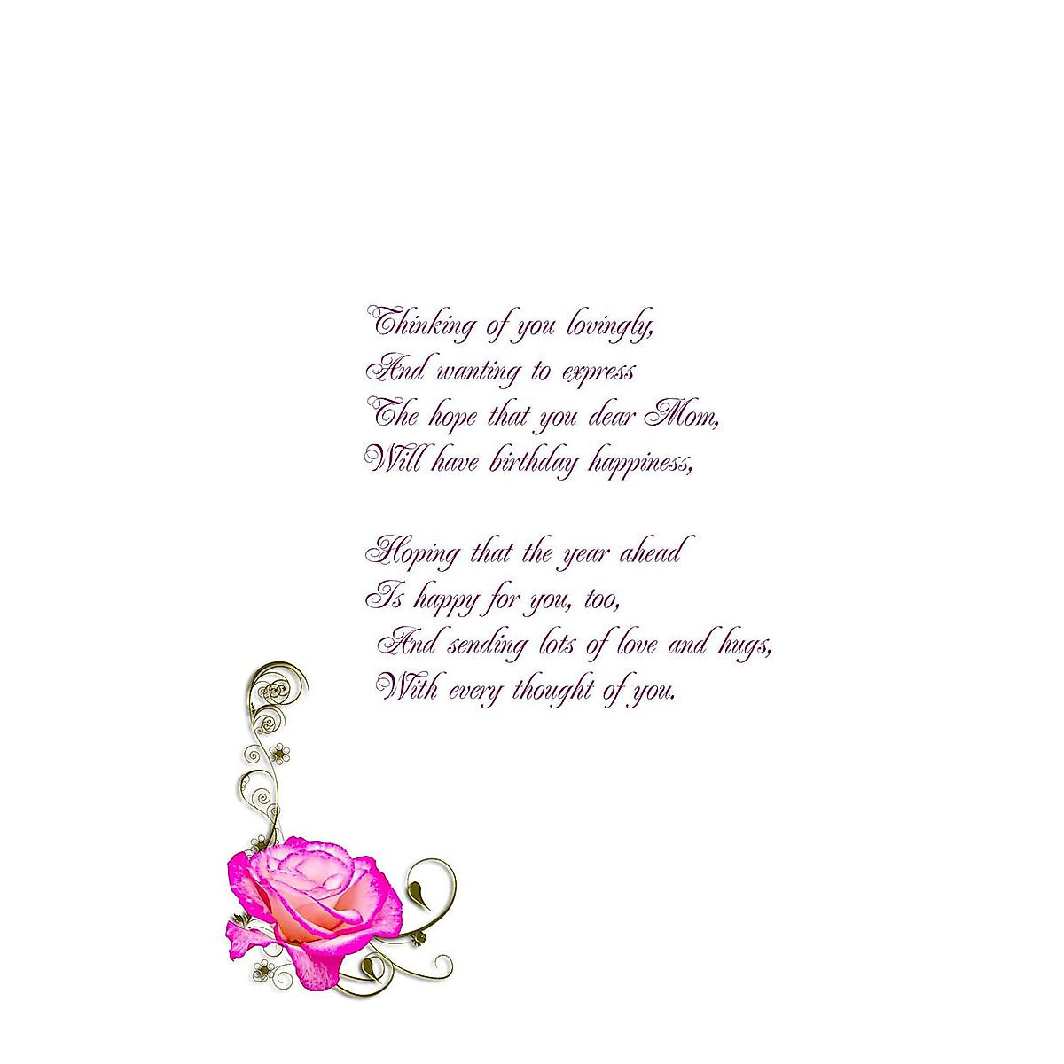 CafePress 95Th Birthday Card For Mom, Elegant Rose Greeting Folded Greeting Card Matte