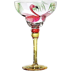 Luxshiny Flamingo Cocktail Glass Crystal Martini Wine Glasses Hand Painted Margarita Decorative Glass Goblet Wedding Party Glassware Gifts