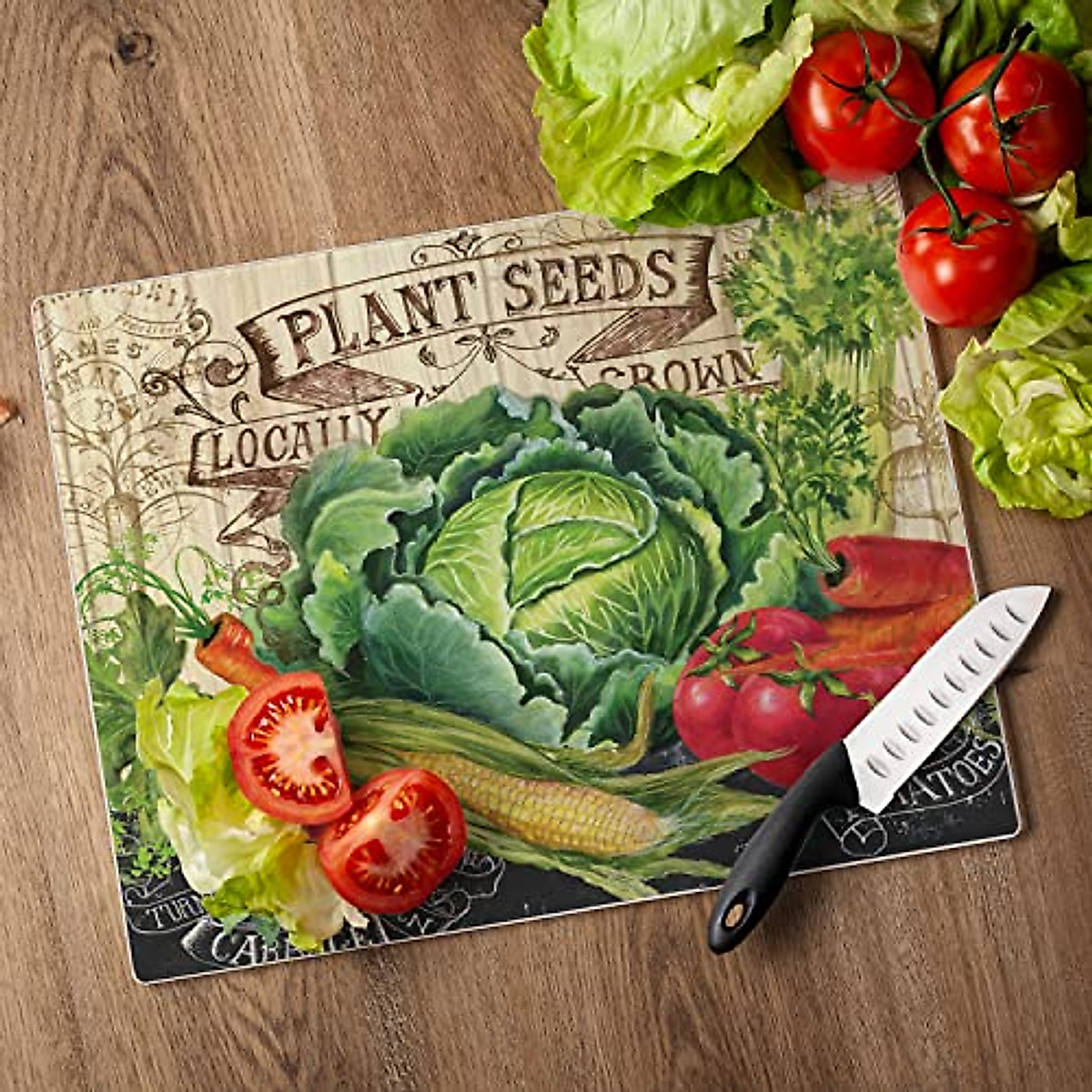 CounterArt Our Farm 3mm Heat Tolerant Tempered Glass Cutting Board 15” x 12” Manufactured in the USA Dishwasher Safe