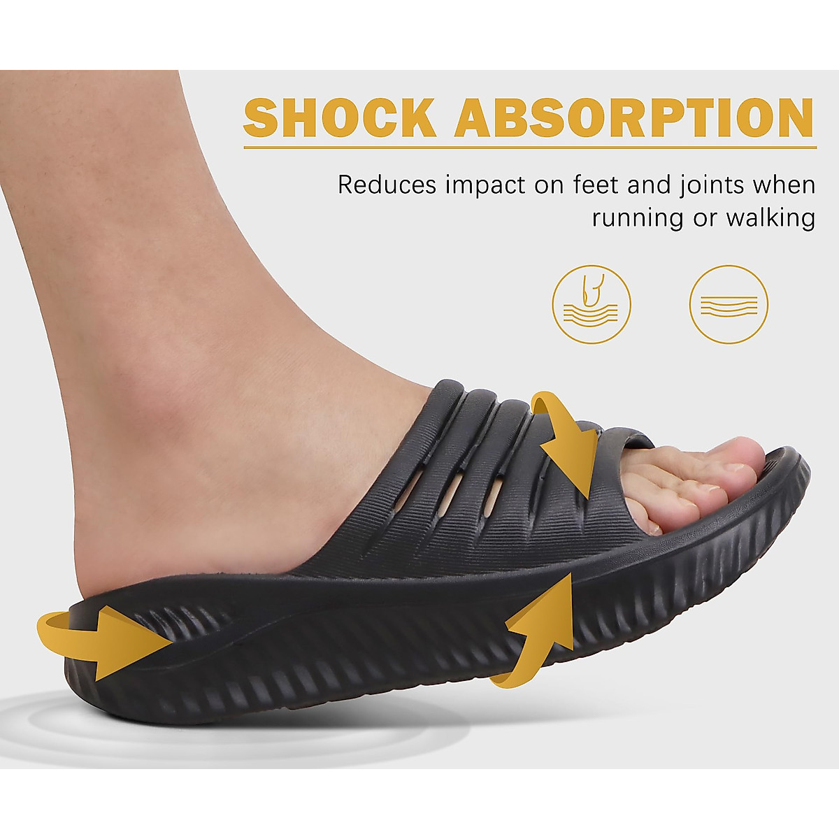 KuaiLu Womens Recovery Sandals Comfortable Plantar Fasciitis Arch Support Ladies Orthopedic Running Sport Slides Open Toe Slip On Thick Athletic Cushion Slippers Summer Pool Beach Sandles Black 10