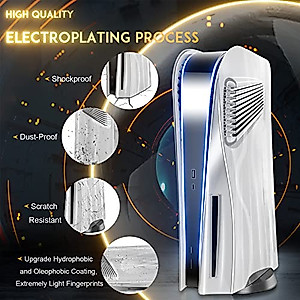 SIKEMAY PS5 Cover Plates for Playstation 5 Console Disc Edition, PS5 Accessories Face plates Side Shell with Cooling Fan Vents, Hard Shockproof Protective Custom Dust Skin Covers Case (Plating Silver)