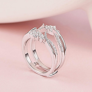 SHELOVES Infinity Women Wedding Ring Guard Enhancer Adjustable Band AAAAA White CZ 925 Sterling Silver Sz 7