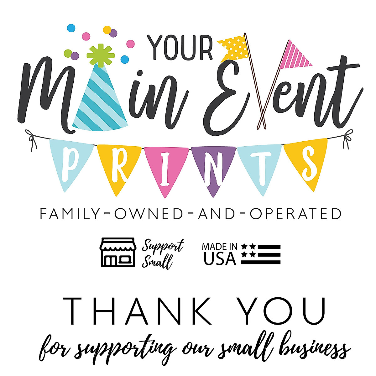 Your Main Event Prints 25 Count Construction Thank You Hang Tag 2"x3.5" - Perfect for Baby Showers, Birthdays, or Special Events