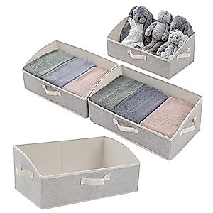 Sweejar 4-Pack Closet Storage Bins，Storage Baskets for Shelves，Clothes Storage Boxes，Collapsible Trapezoid Storage Bins，Fabric Bins and Baskets，Beige