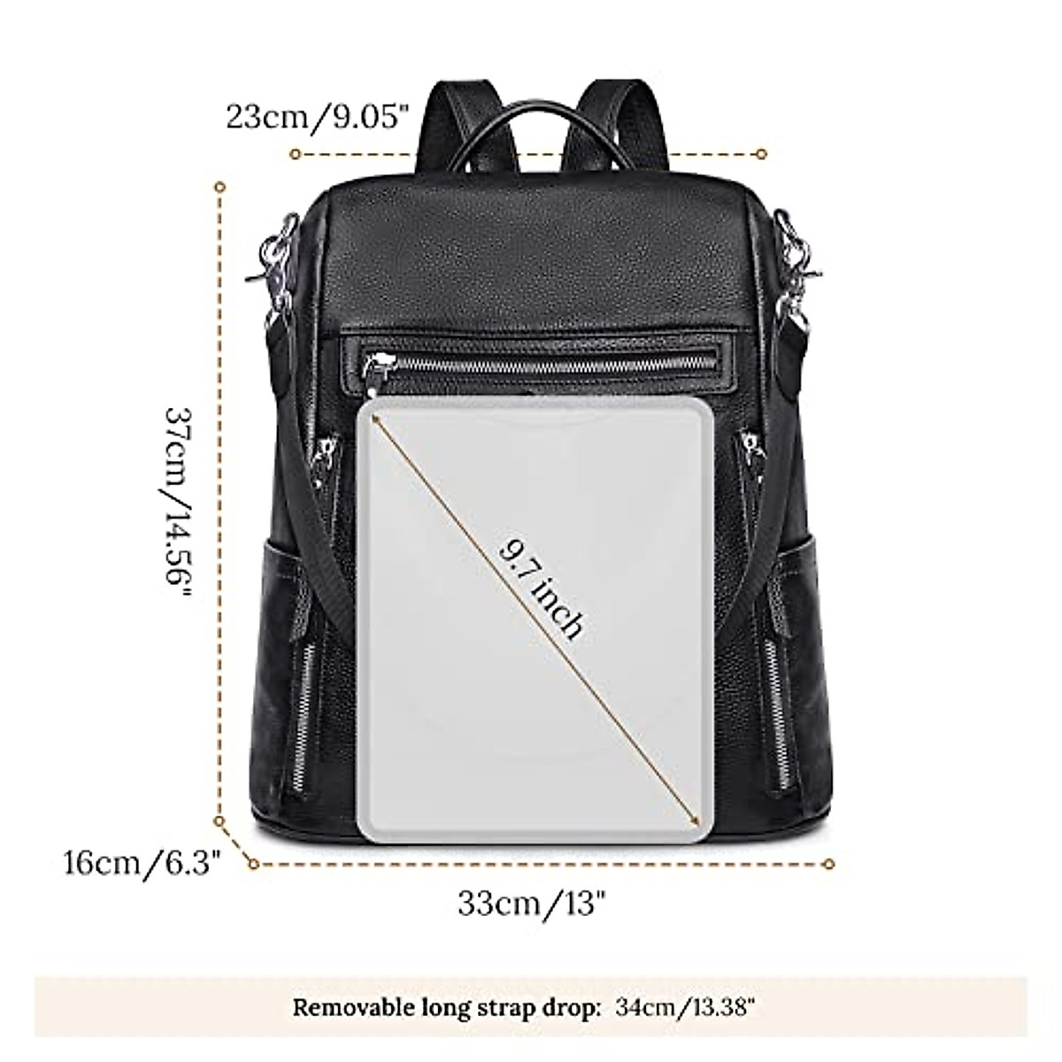 S-ZONE Women Genuine Leather Backpack Purse Ladies Soft College Shoulder Bag Casual Daypack