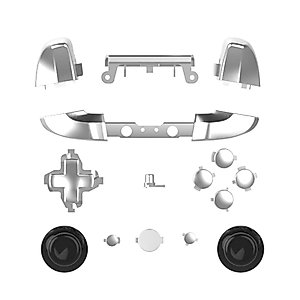 Chrome Color ABXY Dpad Triggers Full Buttons Set Mod Kits for Xbox One Slim / xbox one S Controller with Screwdriver (Torx T6 T8) Set (Chrome silver)