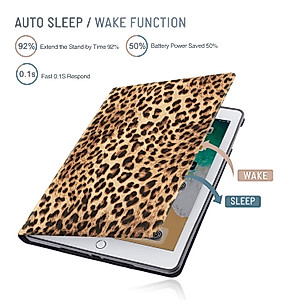 iPad 9th Generation Case, iPad 8th Generation Case, iPad 7th Generation Case, iPad 10.2 Case for Girls Women, iPad Case 9th Generation Adjustable Multi Viewing Stand Auto Wake/Sleep, Leopard