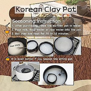 BALWOO Korean Earthenware Pot Ttukbaegi, Ceramic Clay Cooking Pot Petalite Casserole, Heat Resistant Ceramic Pot, Zero-Crack Stone Bowl Stockpot Soup Cookware (Mini)