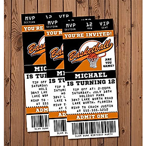 Basketball Birthday Party Ticket Invitations