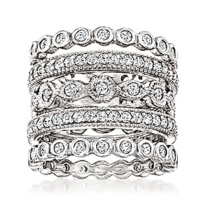 Ross-Simons 2.50 ct. t.w. CZ Jewelry Set: 5 Eternity Bands in Sterling Silver. Size 8