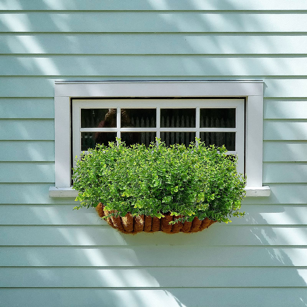 Little Chain 8PCS Artificial Fake Outdoor Plants Flowers UV Resistant Faux Flowers Indoor Outside for Decoration, Hanging Planter Wedding Garden Patio Office Home Decor, Green, Red