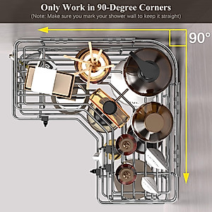 HuggieGems 2 Pack Corner Shower Caddy Organizer Shelf with Hooks, Silver Bathroom Shelves Storage Organization