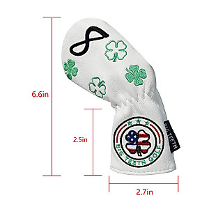 Big Teeth Golf Iron Covers Iron Head Covers, Lucky Clover Iron Covers Long Neck Golf Iron Head Covers, 11Pcs Golf Iron Covers Set Golf Club Covers for Irons Fit Taylormade SIM Cleveland Callaway Etc