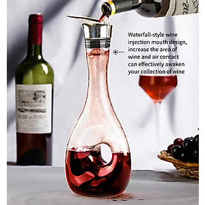 Wine Decanter Built-in Aerator Pourer,Hand Blown Crystal Carafe,Wine Carafe Red Wine Decanter,Pierced Decorative Snail Red Wine Decanters