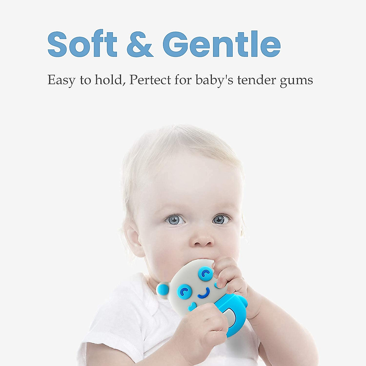 Baby Teether Toy, Teetheing Toys for Babies 0-12 Months, Baby Soothing Teether Toys for Sensory Exploration and Teething Relief, Cute Cartoon Shape, BPA-Free