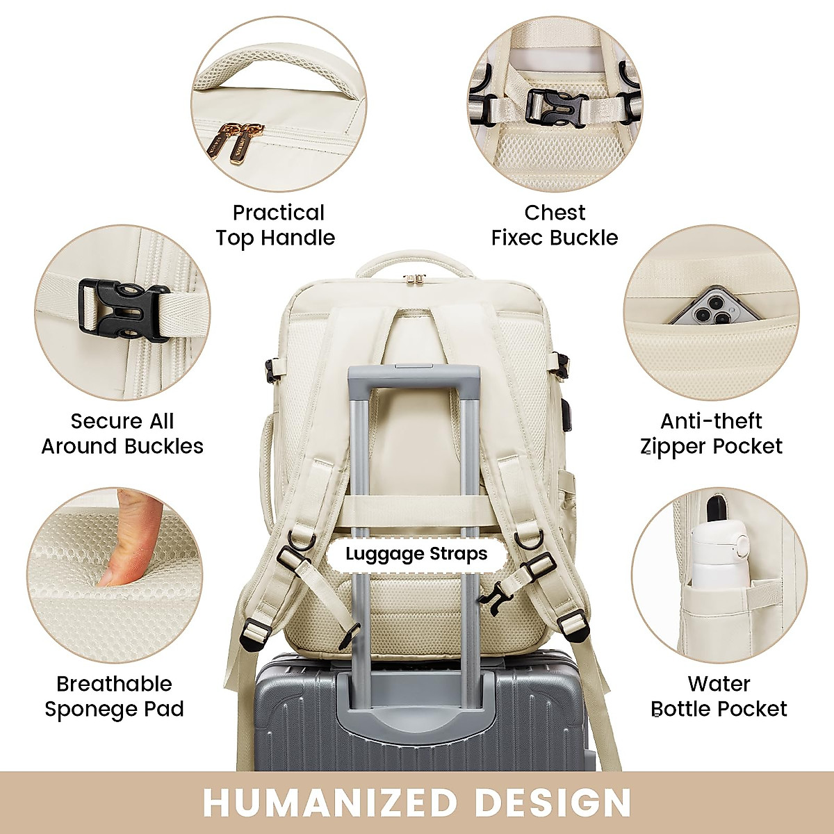 LOVEVOOK Travel Backpack,Carry On Backpack Flight Approved with Toiletry Bag,Expandable Large Laptop Backpack Women Waterproof Backpack Fit 17.3 Inch with USB Charging Port Shoes Compartment