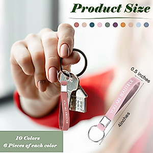 60 pcs Inspirational Quote Key Chains Silicone Motivational Key Chains Employee Appreciation Gifts Teacher Appreciation Gifts (Bright)