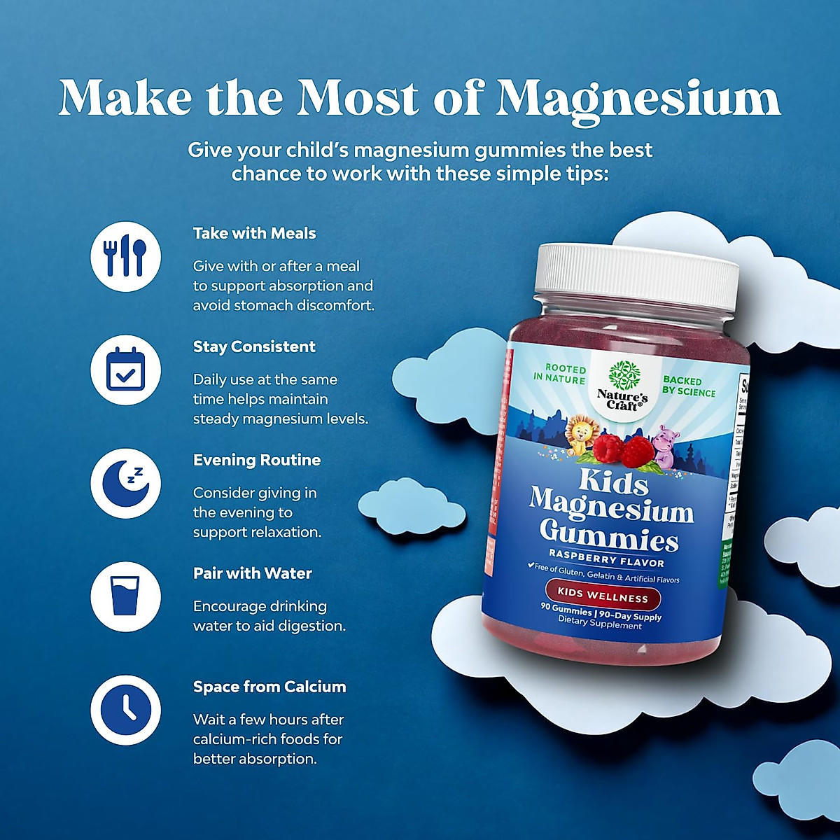 Relaxing Calm Magnesium Gummies for Kids - Great Tasting Kids Magnesium for Nerve Bone and Muscle Health Calm Gummies for Wellness with 85mg per Serving