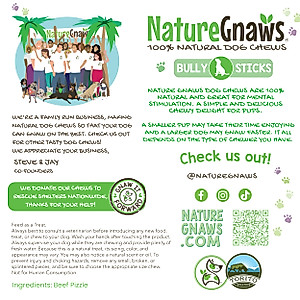 Nature Gnaws Large Bully Sticks for Dogs 11-12" (5 Count) - Thick Long Lasting for Aggressive Chewers and Large Dogs - Natural Beef Dog Chew Bones