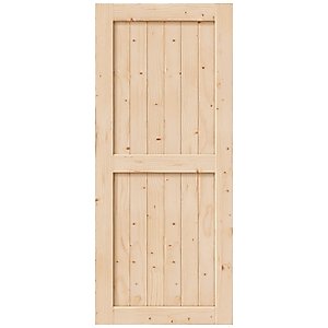 EaseLife 36in x 84in Sliding Barn Wood Door,Interior Doors,DIY Assemblely,Solid Natural Spruce Panelled Slab,Easy Install,Apply to Rooms & Storage Closet,H-Frame