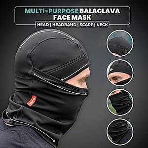 Mountain Made Balaclava Thermal Polyester Fleece Face Mask, Black, One Size