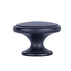 Amazon Basics Modern Wide Top Ring Cabinet Knob, 1.52-inch Diameter, Flat Black, 10-Pack