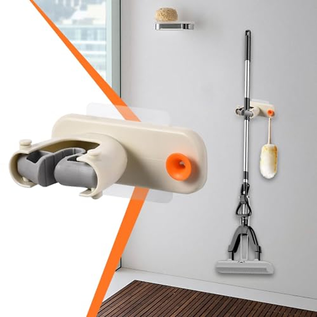 Broom And Mop Holder | Adhesive Garden Tool Organizer Rack | No Drilling Tool Holder for Broom, Mop, Shovel, and Towel Storage Solutions for Home and Garden Organization