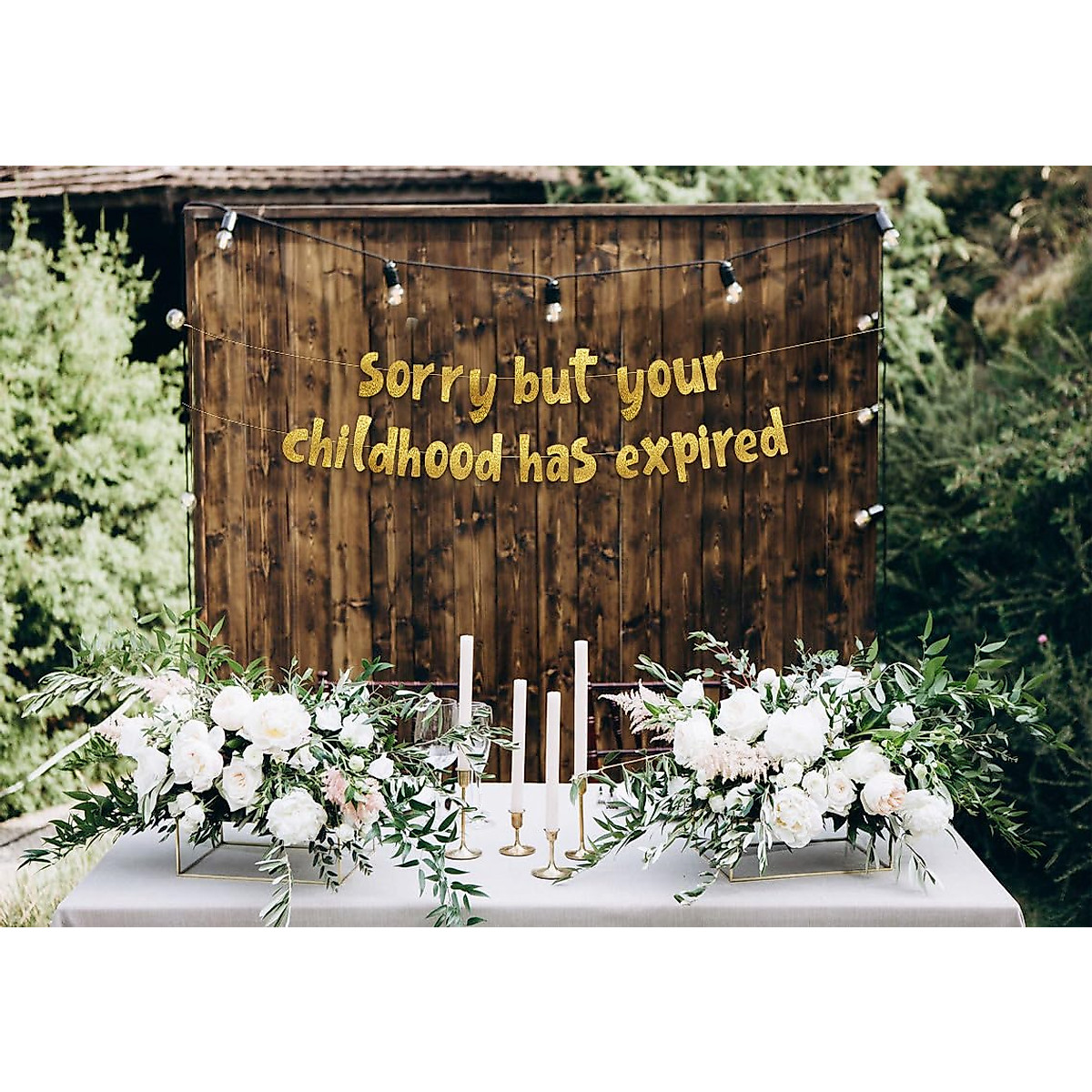 Sorry But Your Childhood Has Expired Gold Glitter Banner – 18th and 21st Birthday Banner - Graduation Party Decorations Favors and Supplies