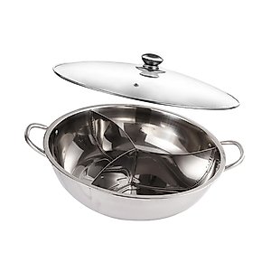 Shabu Shabu Divider Hot Pot Tabletop Pot Three Sided Japanese Cookware Kitchenware, 33.2cm