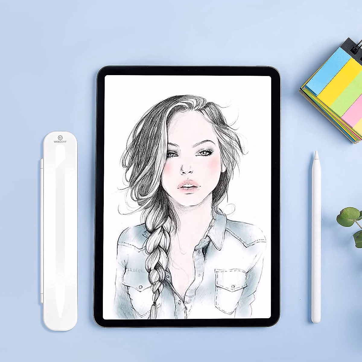 WixGear Case for Apple Pencil and Holder with Tip Storage Box for Apple Pencil 1st and 2nd Generation - Protective Carrying Case with Magnetic Cap Slot, 5 Silicone Cap Holders, Charging Adapter Slot