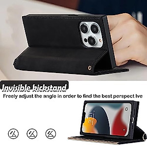 Ｈａｖａｙa Crossbody Phone case for iPhone 13 pro max case with Strap for Women with Card Holder and Mirror for iPhone 12 pro max flip Wallet Cover with Credit Card Slot-Black