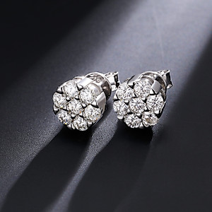 Moissanite Stud Earrings for Women Moissanite Earrings Lab Created Diamond Sutd Earrings Men Moissanite Earrings Screw Backs 18K Gold Plated Sterling Silver Big Diamond Earrings D Color VVS1 Clarity