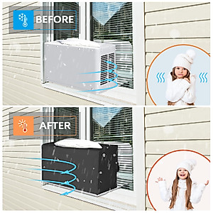 20"L x 13.5"H x 12.5"D Outdoor Window Air Conditioner Cover for Midea U-Shaped Air Conditioner 8000/10000/120000 BTU, 3 Layers Insulation AC Cover for Midea , Air Conditioner Covers for Outside, Black