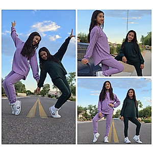 Arshiner Kids Clothing Set 2 Piece Outfits for Girls Rib-Knit Sweatsuits Cute Pullover Sweatshirt and Sweatpants Kids Tracksuits