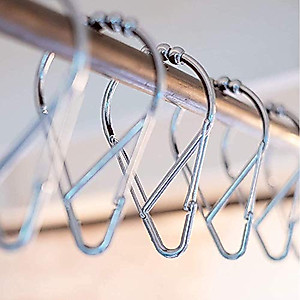 Kent & West - Shower Curtain Hooks | Easy to Install | Patented Design | Chrome Finish | Metal Rollers | Glides with Ease | Spring Loaded Gates | Set of 12