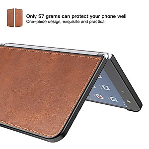 Feitenn Leather Slim Case for Microsoft Surface Duo Case 2020, Lightweight Folio Thin PU Leather Cover Durable Protective Bumper Shockproof Defender Shell for Microsoft Surface Duo 8.1" 2020 - Brown