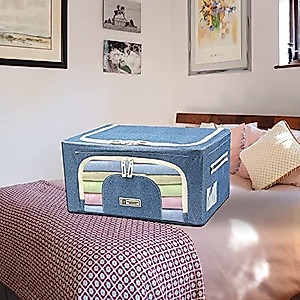 Storage Bins, Foldable,Stackable Clothes Storage Bags,clothes organizer,for Clothes With Large Clear Window Carry Handles, for Bedding, Linen, Clothes (24 L 1 Pack)