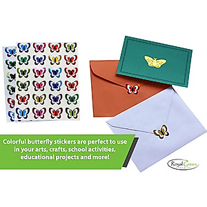 Royal Green Metallic Butterflies Stickers for Kids, Scrapbooking Sticker for Arts and Crafts - Permanent Adhesive - 120 Pack