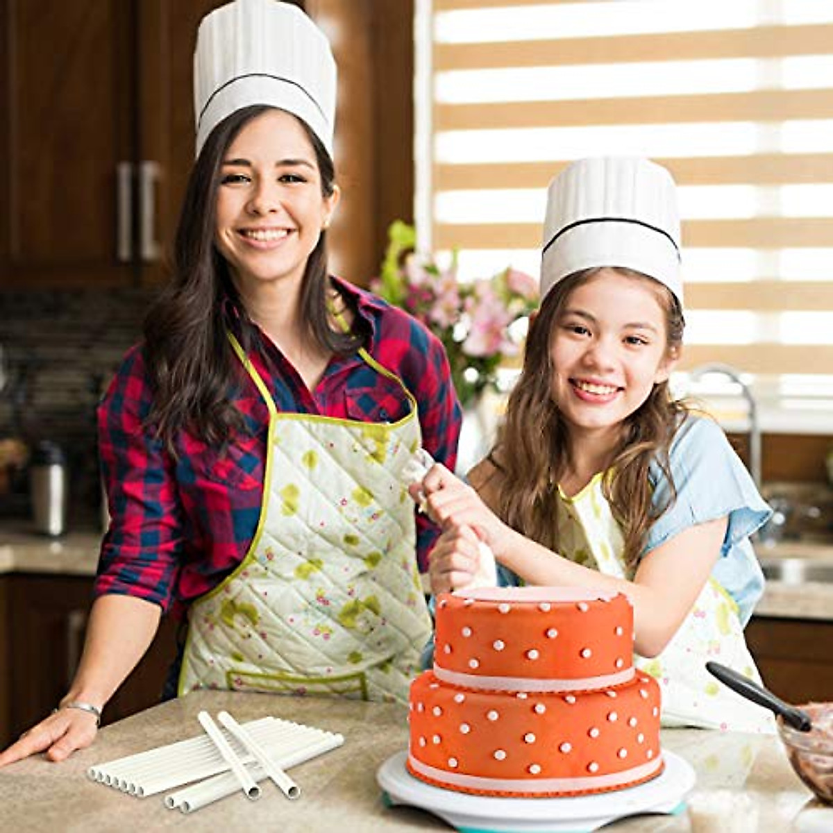 White Plastic Cake Dowel Rods for Tiered Cake Construction and Stacking Supporting Cake Round Dowels Straws with 0.4 Inch Diameter (9.5 Inch)