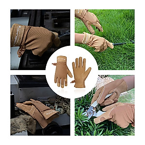 HANDLANDY Gardening Gloves for Women Flexible & Durable, Breathable Utility Work Gloves Heavy Duty Leather Garden Yard Glove (Small, khaki)