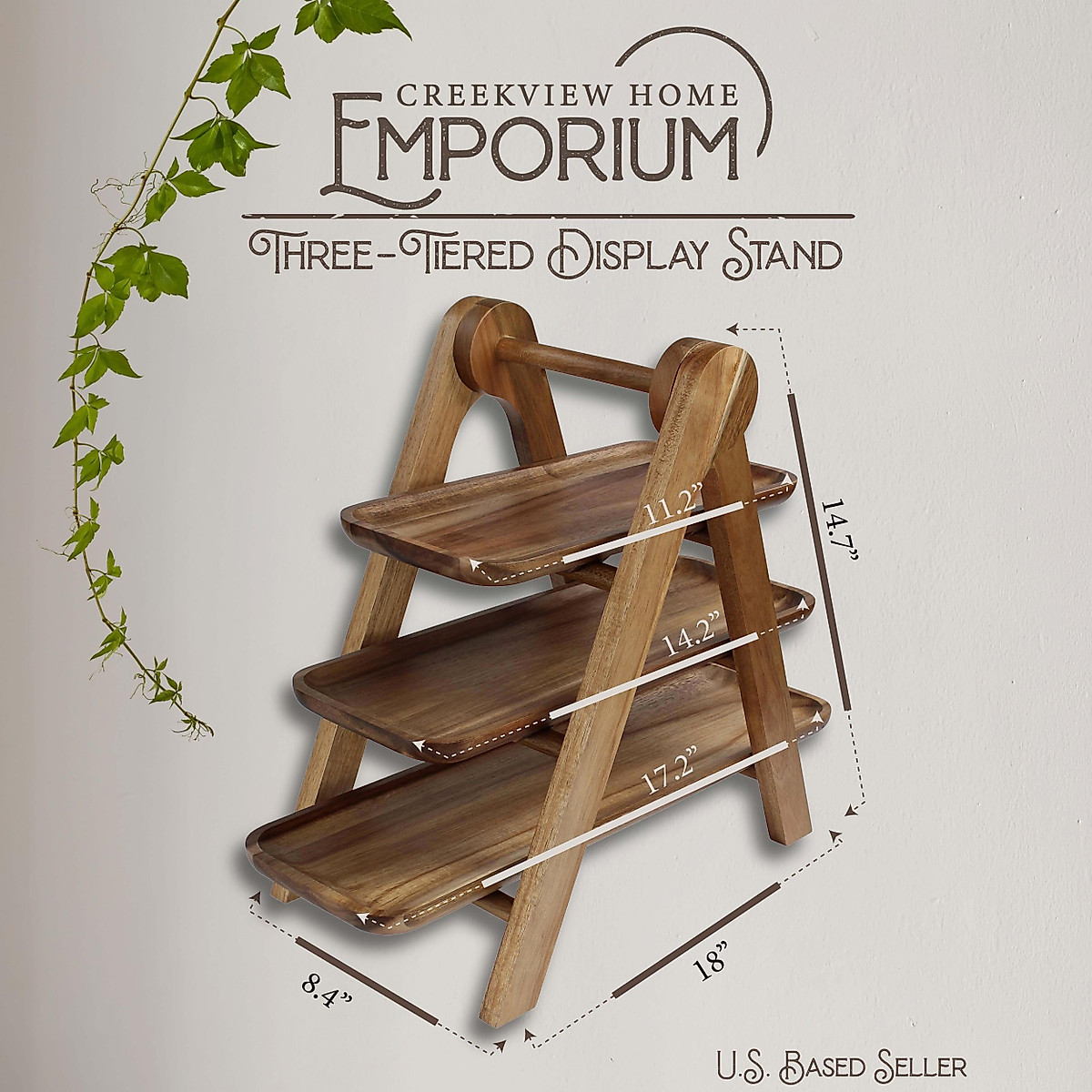 Creekview Home Emporium Wooden Ladder Tiered Tray Serving Platter - A-Frame Farmhouse Tiered Tray Cupcake Display Stand