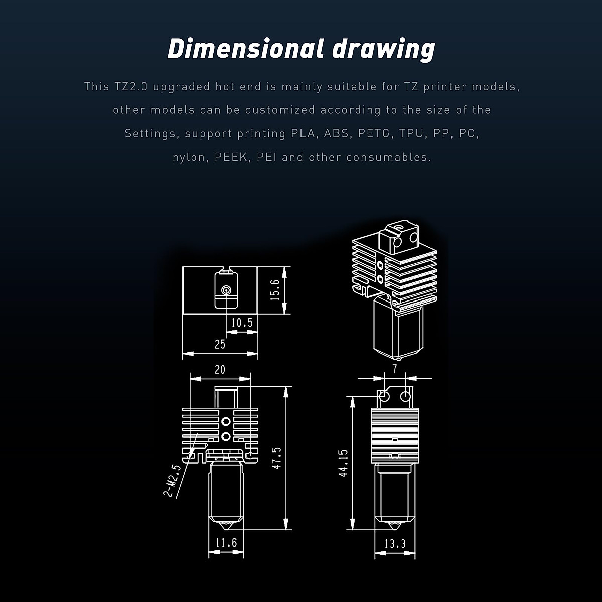 High Temperature Upgraded Lad Hotend with Plated Copper Heater Block Titanium Heatbreak, Extra Hardened Steel Nozzle Compatible with BB X1 Carbon X1-C P1P 3D Printer (Hotend Set Kit A)